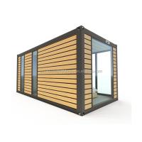 China 20ft Modern Prefabricated Steel Container House Wooden Color Living Prefab Residential Tiny House Couple Hotel Room for sale