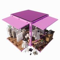 China Hotel Promotion 10ft Pop-up Container Clothing Store with Steel Frame and Galvanized Steel Bending for sale