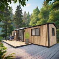 China Customized Color Wooden Homes for Family Made of Steel Sandwich Panel and Galvanized Steel Square Tubes for sale