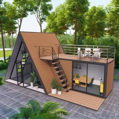 China Aluminum Alloy Windows Luxury Modern A-Frame Low-rise Villa Heat-Insulated Modular Prefab Tiny Triangle House for Apartment for sale
