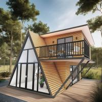 China 20ft or 40ft Hotel Detachable and Expandable Triangle Shape Structure Small Cabin A-Frame House for Bedroom or Villa for sale
