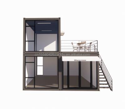 China 40ft 20ft Deluxe Bedroom Large Glass Studio Movable Wood House Wall 50/75/100mm Wave Sandwich Panel Customized Color Hotels for sale