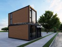 China 40ft 20ft Deluxe Bedroom Large Glass Studio Movable Wood House Wall 50/75/100mm Wave Sandwich Panel Customized Color Hotels for sale