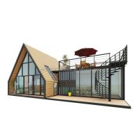 China EU Modern Triangular Wooden Steel Structure House for Hotel or Carport Main Structure of Galvanized Steel Square Tubes for sale