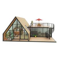 China EU Modern Triangular Wooden Steel Structure House for Hotel or Carport Main Structure of Galvanized Steel Square Tubes for sale
