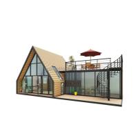 China EU Modern Triangular Wooden Steel Structure House for Hotel or Carport Main Structure of Galvanized Steel Square Tubes for sale