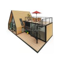 China EU Modern Triangular Wooden Steel Structure House for Hotel or Carport Main Structure of Galvanized Steel Square Tubes for sale