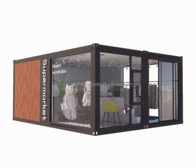 China Galvanized Steel Bending Expandable Container Mobile Shop Clothing Showroom with Aluminum Alloy Windows and Modern Design for sale