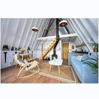 China EU Triangle A-Shaped Steel Structure Frame Room Modern Tiny House Prefab Kit Luxury Triangle A-Frame House with Wooden Houses for sale