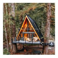 China EU Hotel Modern Triangular Wooden House with A-Shaped Steel Structure Frame in 20ft or 40ft Length Options for sale