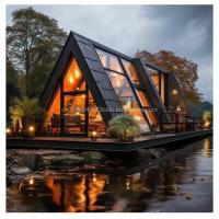 China EU Hotel Modern Triangular Wooden House with A-Shaped Steel Structure Frame in 20ft or 40ft Length Options for sale