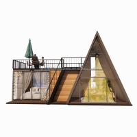 China Customized Color Modular Steel Structure Triangular House 50/75/100mm Wave Sandwich Panel Luxury Design Wooden House for sale