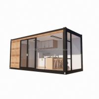 China Galvanized Steel Square Tubes Modern Design Container House with Wooden Exterior Garden and Independent Restaurant for sale