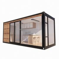 China Galvanized Steel Square Tubes Modern Design Container House with Wooden Exterior Garden and Independent Restaurant for sale