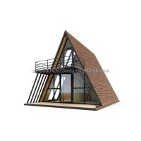 China Resort Triangle Shape Wooden House Steel Frame with Galvanized Steel Bending 180g and 50/75/100mm Wave Sandwich Panel Walls for sale
