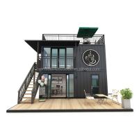 China Modern Design Style Double-Storey Steel Sandwich Panel Outdoor Container Bar Coffee Shop for Food Beverage Business for sale