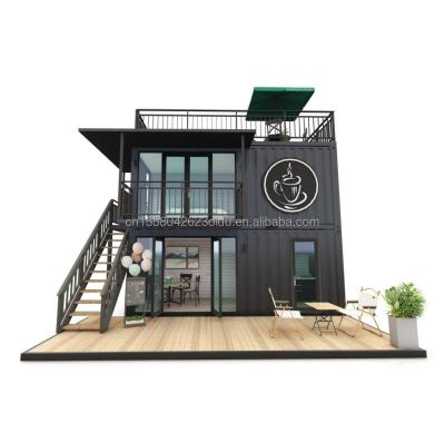 China Modern Design Style Double-Storey Steel Sandwich Panel Outdoor Container Bar Coffee Shop for Food Beverage Business for sale