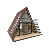 China Resort Triangle Shape Wooden House Steel Frame with Galvanized Steel Bending 180g and 50/75/100mm Wave Sandwich Panel Walls for sale