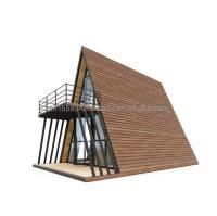 China Resort Triangle Shape Wooden House Steel Frame with Galvanized Steel Bending 180g and 50/75/100mm Wave Sandwich Panel Walls for sale