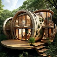 China Wooden Houses EU Australian Standard Container Office Residential Circular Garden Integrated House with Various Materials for sale