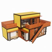 China Commercial Street Shops Folding Room Combination with Yellow Renovation Industrial Wind Outdoor Flat Pack Container House for sale