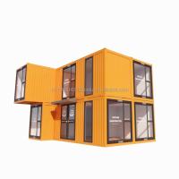 China s Modern Double-Story Glass Walls Container House using 50/75/100mm Wave Sandwich Panel Detachable Collapsible Steel Van for Office for sale