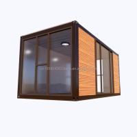 China Galvanized Steel Square Tubes Container Houses for Park BBQ Store Office Mobile Portable Assembly Coffee Bar Wooden House for sale