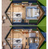 China EU Standard 20ft Prefabricated Flat Pack Container House with Galvanized Steel Bending 180g Triangle Room in Steel Frame for sale