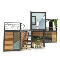 China 3D Model/CAD Drawings Wooden Tiny Prefab House Container Modular Container Home Buildings Cabins Wooden Villa 2023 Style for sale