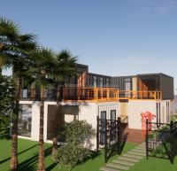China EU 20ft Container Combination Hotel Mobile Wooden House Modern Simple Style Galvanized Steel Bending 180g Steel Frame for sale