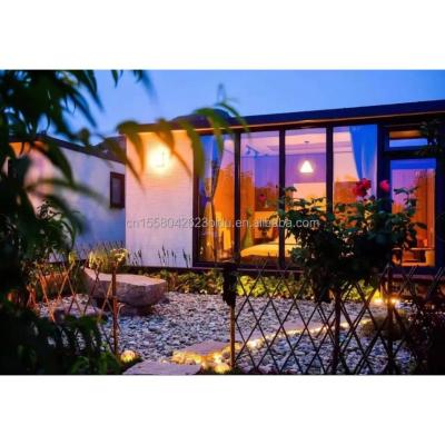 China Eco-Friendly Materials 20ft 40ft 2 Bedrooms Prefabricated Garden Cabin House Glass Doors Container Wooden House for Hotel for sale