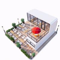 China Steel Structure Frame Welded 20ft Luxury Portable Prefabricated Homes With Customized Color for Food Street Coffee Store for sale