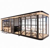China Hotel and Park EU Container Coffee Bar Mobile Wooden Steel Structure Sunlight House Outdoor Bar for sale