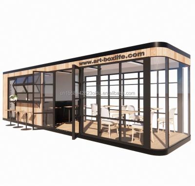 China Hotel and Park EU Container Coffee Bar Mobile Wooden Steel Structure Sunlight House Outdoor Bar for sale