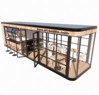 China Hotel and Park EU Container Coffee Bar Mobile Wooden Steel Structure Sunlight House Outdoor Bar for sale