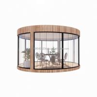 China Galvanized Steel Square Tubes EU Standard Wooden Houses Glass Sunshine House Prefab Mobile Shop Store for Garden Cafe for sale