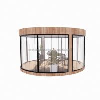 China Galvanized Steel Square Tubes EU Standard Wooden Houses Glass Sunshine House Prefab Mobile Shop Store for Garden Cafe for sale