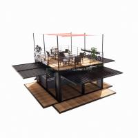 China Shop 20ft Park BBQ Container Mobile Portable Assembly Coffee Bar Wooden House with 50/75/100mm Wave Sandwich Panel Walls for sale