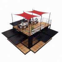 China Shop 20ft Park BBQ Container Mobile Portable Assembly Coffee Bar Wooden House with 50/75/100mm Wave Sandwich Panel Walls for sale