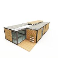 China Steel Frame Galvanized Steel Bending 180g 20ft 40ft Prefab Home with Modern Container Design and Wave Sandwich Panel Walls for sale