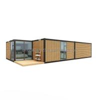 China Steel Frame Galvanized Steel Bending 180g 20ft 40ft Prefab Home with Modern Container Design and Wave Sandwich Panel Walls for sale