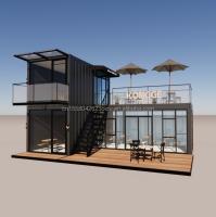 China Galvanized Steel Bending Container Coffee Shop Store 40ft Prefabricated House Building Design for Steel Frame Hotel for sale