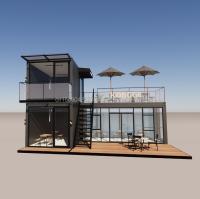 China Galvanized Steel Bending Container Coffee Shop Store 40ft Prefabricated House Building Design for Steel Frame Hotel for sale