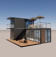 China Galvanized Steel Bending Container Coffee Shop Store 40ft Prefabricated House Building Design for Steel Frame Hotel for sale