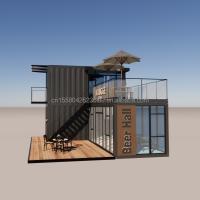 China Galvanized Steel Bending Container Coffee Shop Store 40ft Prefabricated House Building Design for Steel Frame Hotel for sale
