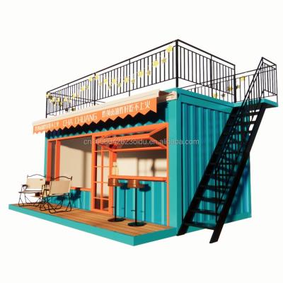China 20ft Two-Layer Flat Packaging Container Steel Frame Garage Retail Store Modern Design and Galvanized Steel Bending 180g for sale