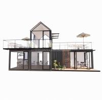 China 20FT 40FT Modern Simple Hotel 4 Bedrooms 1 Garage Prefab House Container Villa House Apex Roof Quick Assembled for sale