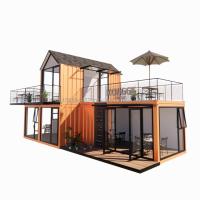 China Customized Sloping Roof Steel Structure Villa Wall 50/75/100mm Wave Sandwich Panel Bathroom and 3 Bedroom Container House for sale