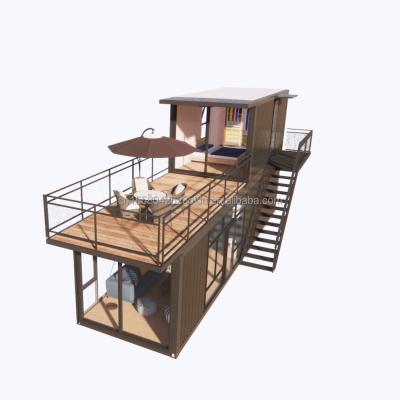 China Supermarket Shipping Ready Made Prefab Projects Container Coffee Shop with Log Design for sale