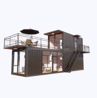 China Supermarket Shipping Ready Made Prefab Projects Container Coffee Shop with Log Design for sale